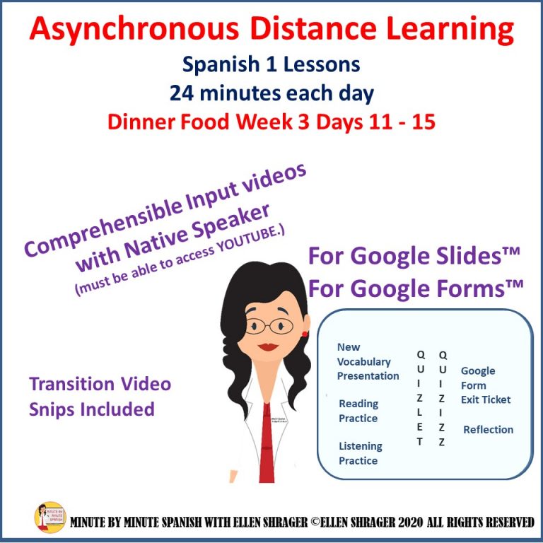 Asynchronous Distance Learning Spanish 1 Lessons for Food Two Hours a ...